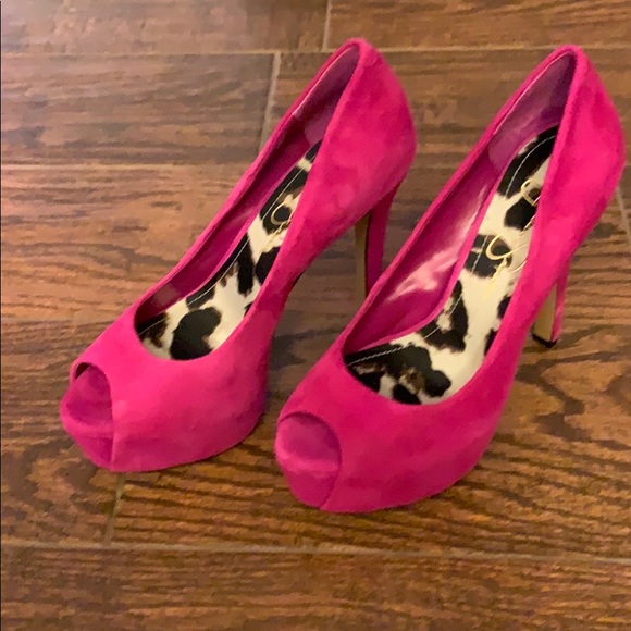Jessica Simpson | Shoes | Jessica Simpson Suede Pink Heels | Poshmark
